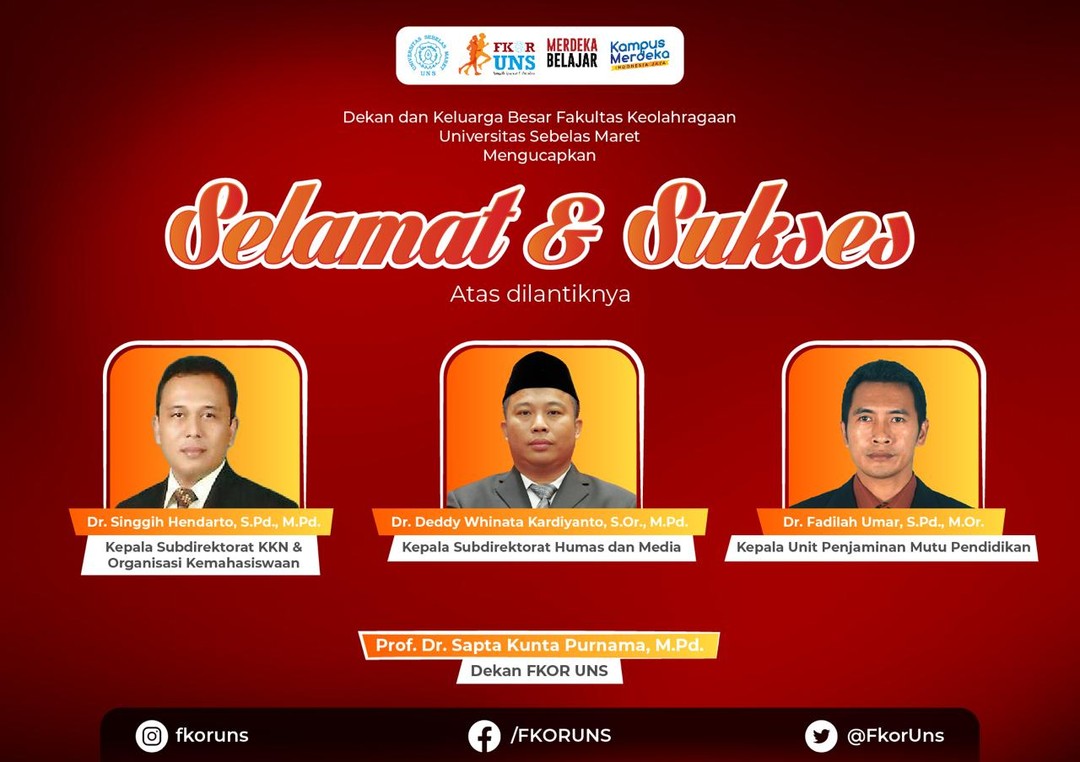 🎉 Ucapan Selamat dan Sukses 🎉 - Fakultas Keolahragaan