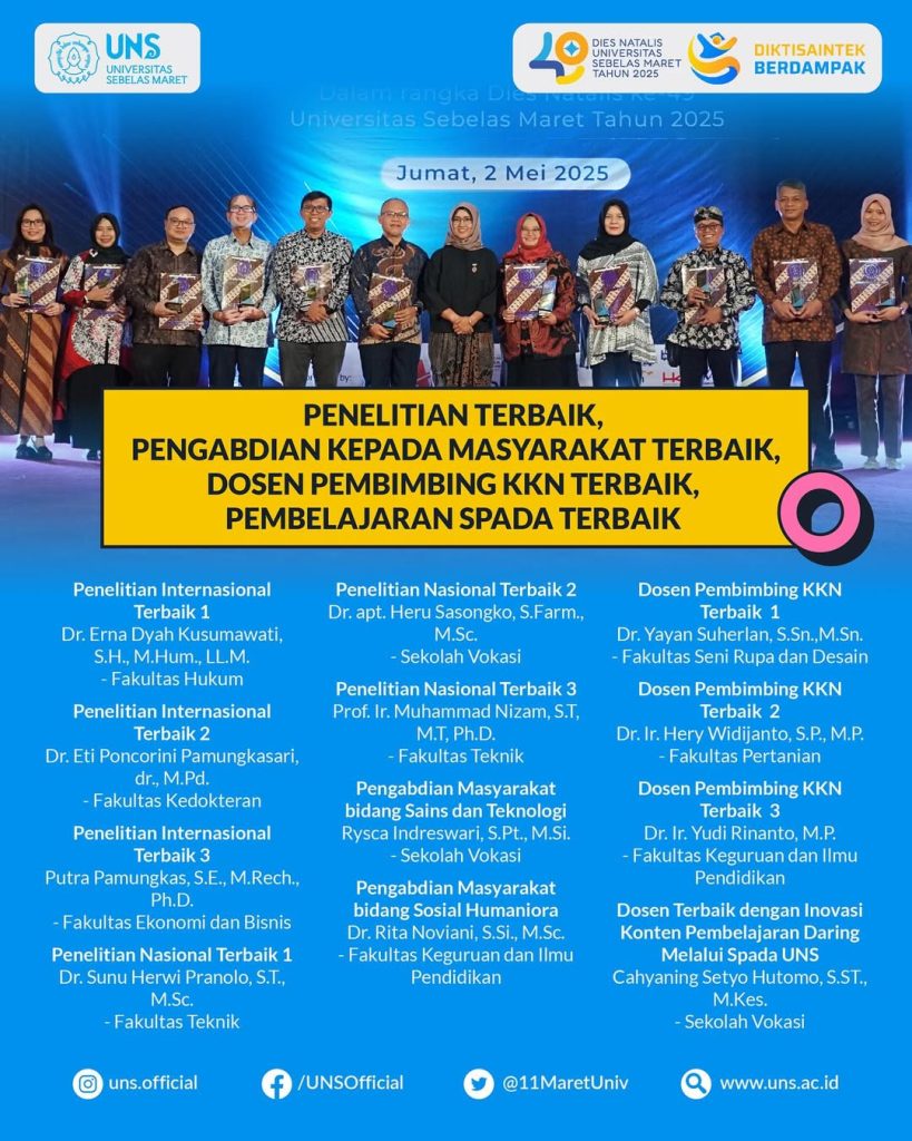 Selamat dan Sukses Insan Berprestasi UNS 2025 - Fakultas Keolahragaan